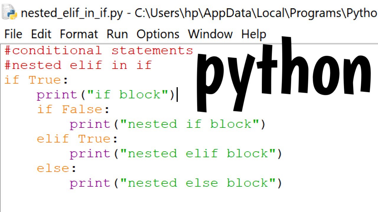 nested elif conditional statement in if block - YouTube