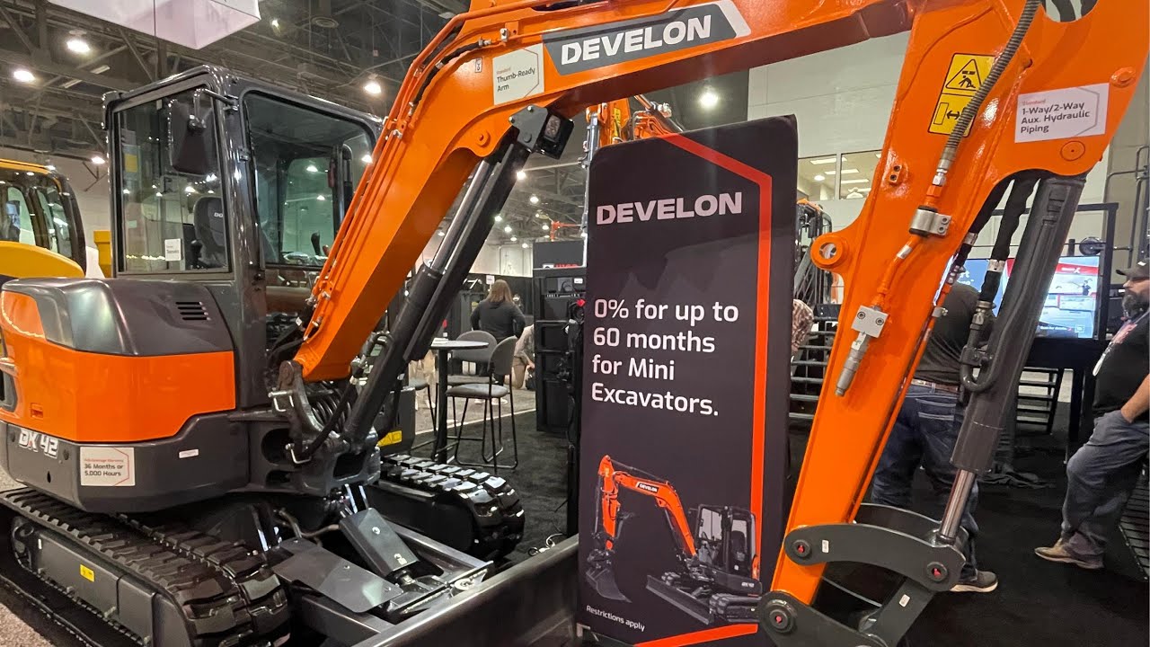 DEVELON DX42-7 Mini Excavator at World of Concrete - YouTube