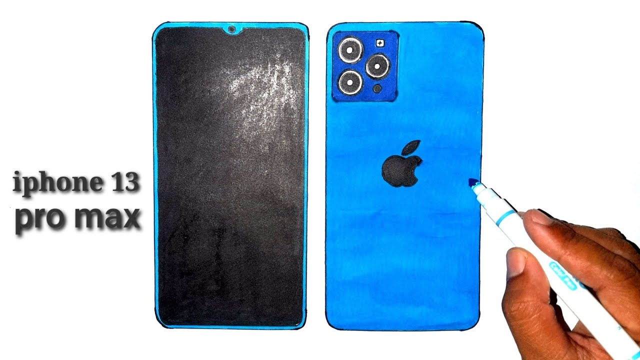 Cara menggambar hp iphone 13 pro max || Gambar handphone - YouTube