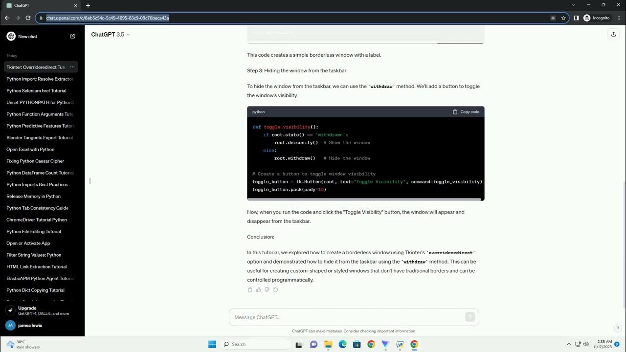 Python tkinter overrideredirect hides in taskbar - YouTube