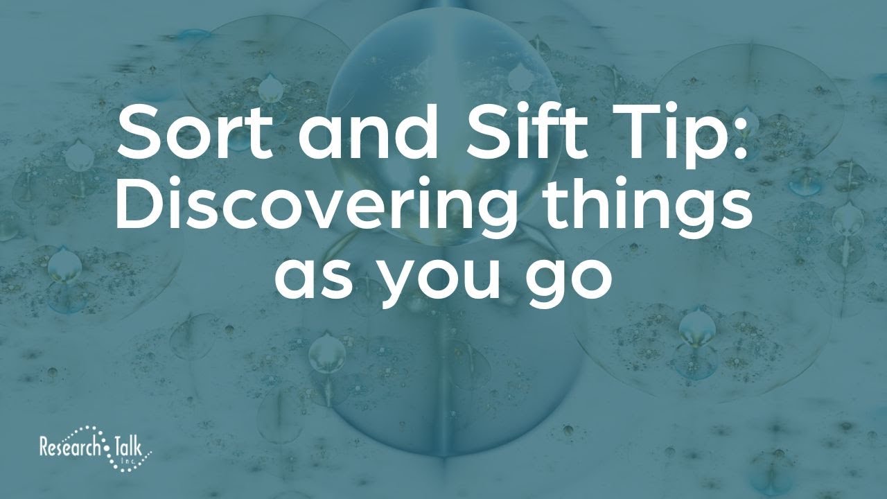 Sort and Sift Tip: Discovering things as you go - YouTube