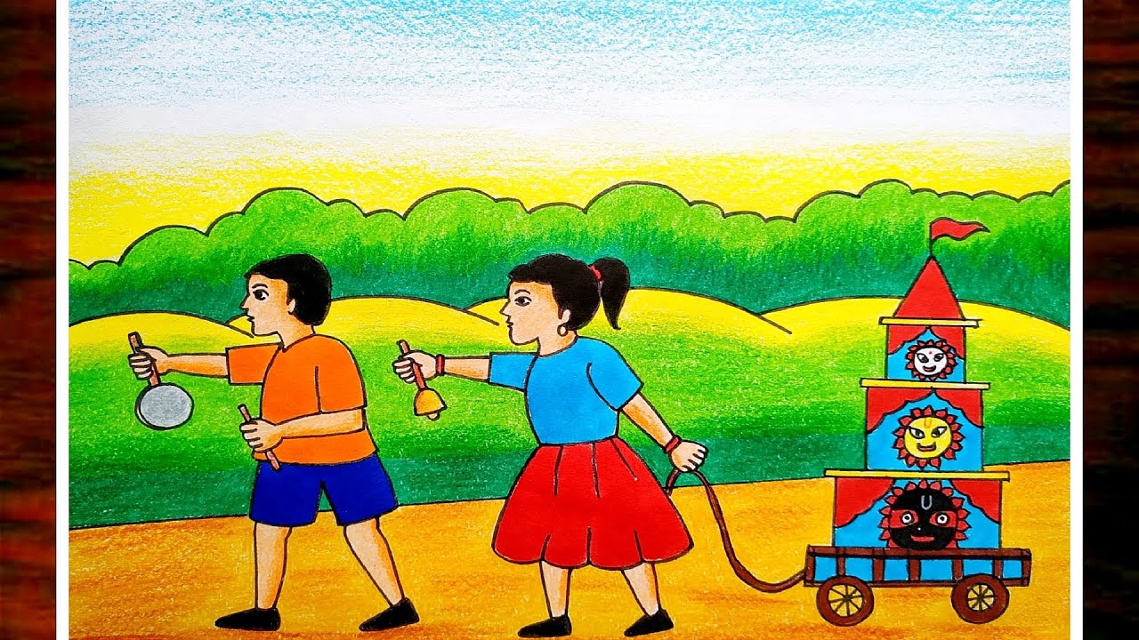 Rath Yatra Drawing|How To Draw A Scenery Of Rath Yatra|Rath Yatra ...