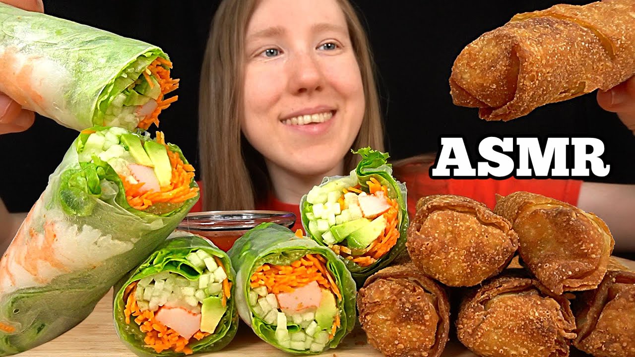 ASMR SPRING ROLLS & EGG ROLLS MUKBANG (No Talking) Eating Sounds - YouTube
