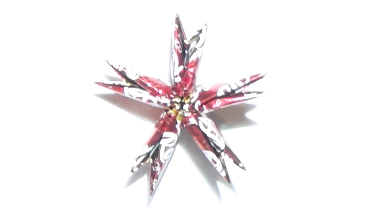 (Christmas) How To Make a 3D Origami Chocolate Wrapper Star - YouTube
