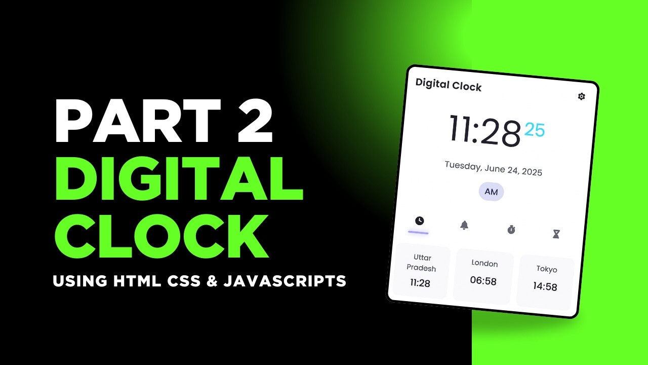 🔥 Modern Digital Clock UI Design with HTML, CSS & JS | Beginner Project ...