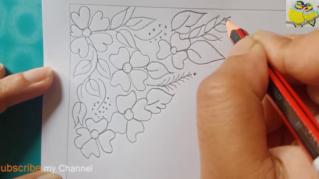 Nakshi kantha design drawing -2,How to Drow Nokshi katha,নকশী কাথার ...