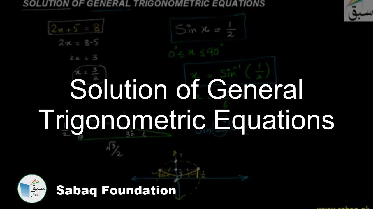 Solution of General Trigonometric Equations, Math Lecture | Sabaq.pk ...