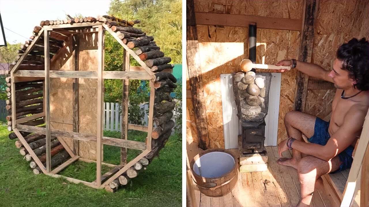 DIY mini Sauna with Pallents. Cool Pallet projects #wowcube - YouTube