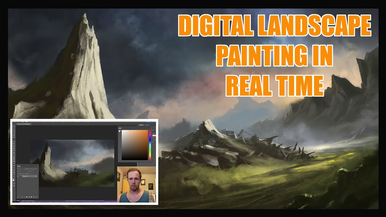 DIGITAL LANDSCAPE PAINTING IN REAL TIME pt1 - YouTube