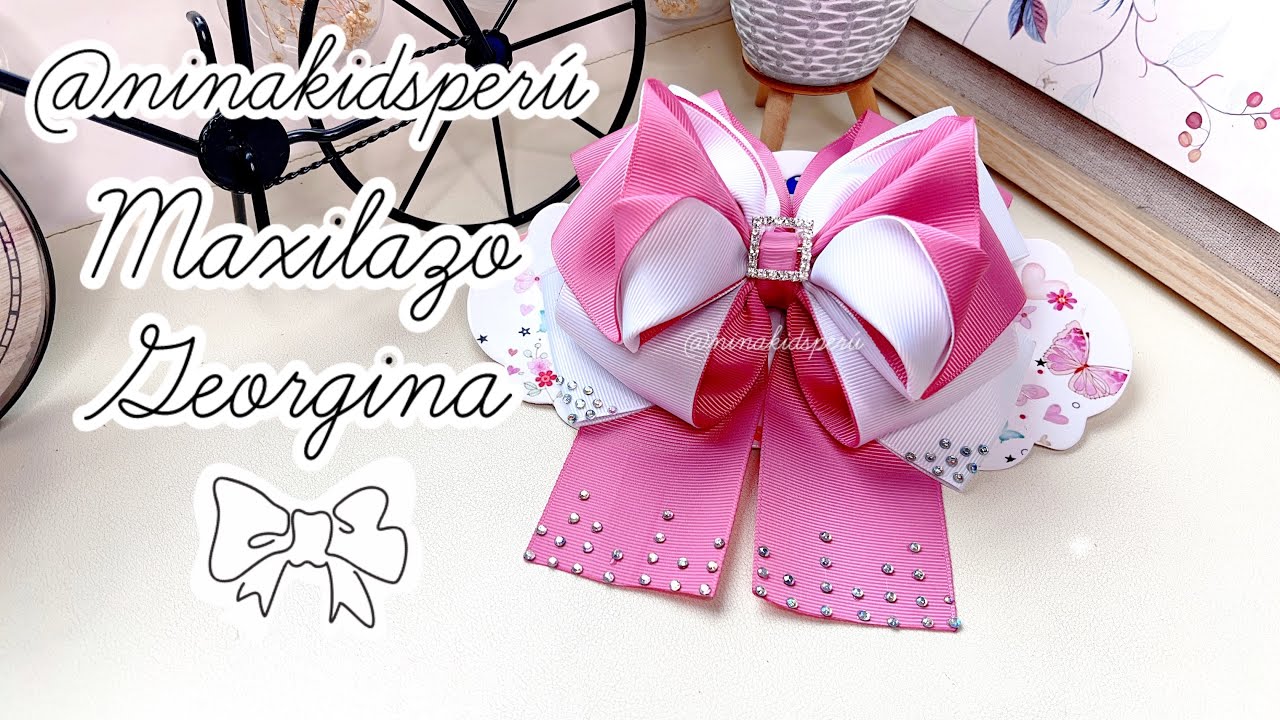 Maxilazo Georgina🎀 lazos media cola moños con listón de 5 cm - YouTube