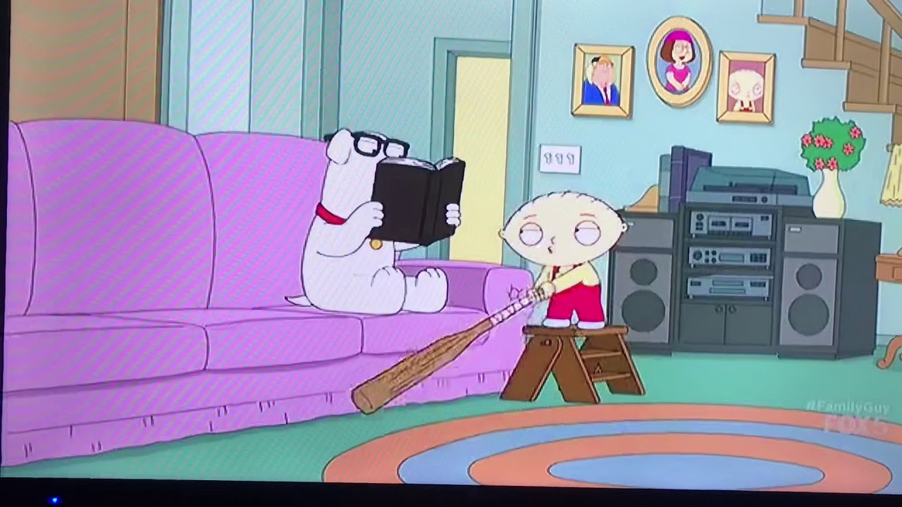 Family Guy Stewie hits Brian with a bat - YouTube