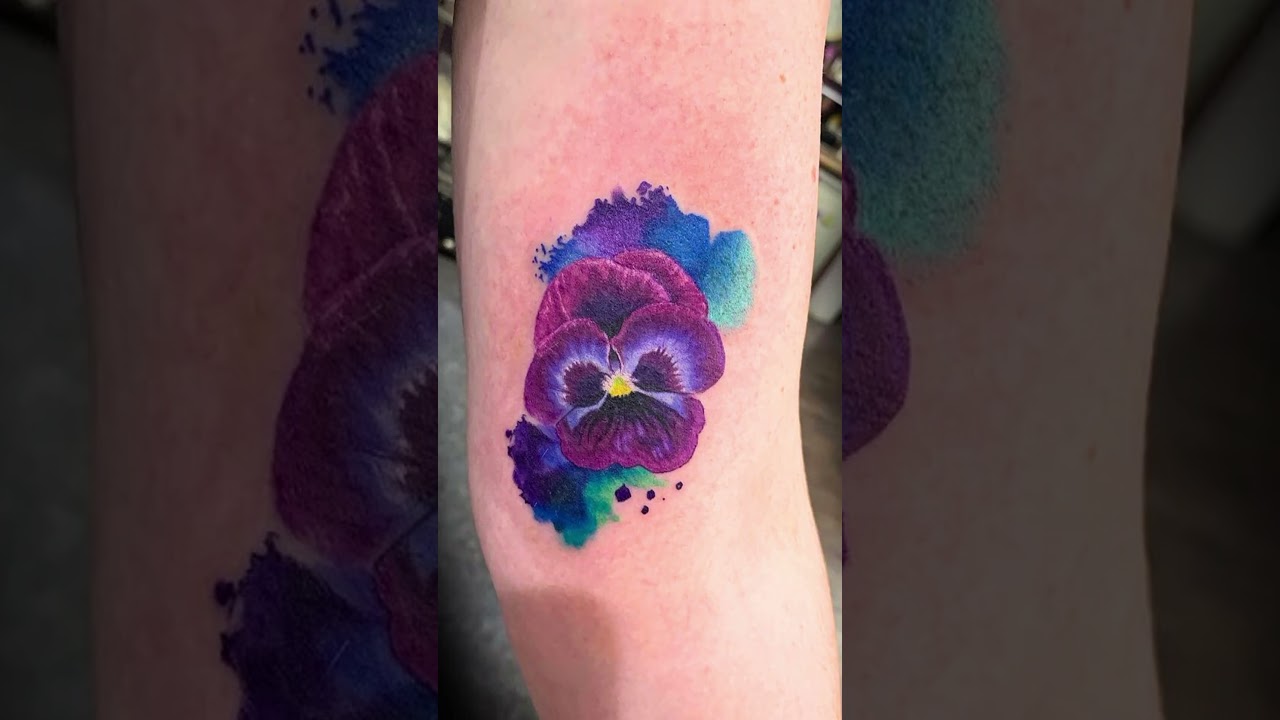 Purple Pansy Flower Tattoo