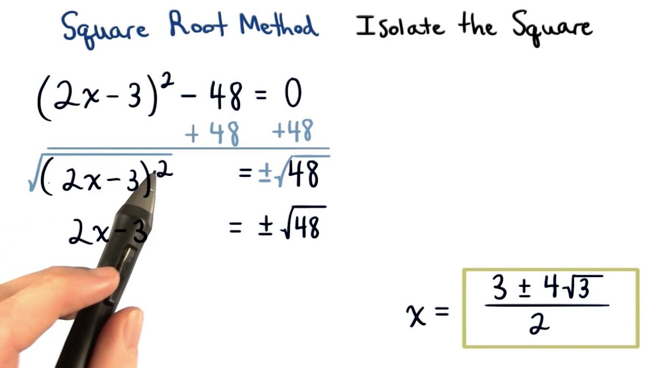 Square Root Method Isolate The Square Visualizing Algebra YouTube