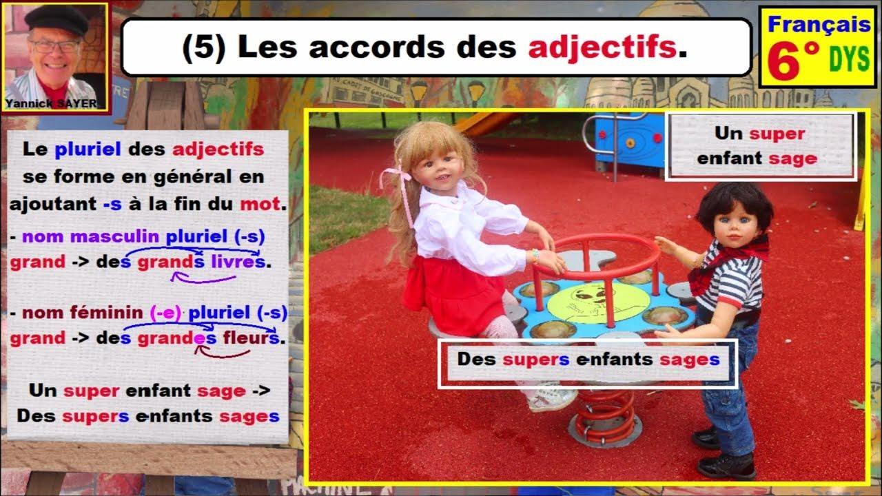 Les accords avec les adjectifs | Grammaire française cm2 6ème dys # 5 ...