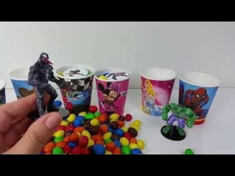 Ice Cream Cups Stacking Candy Skittles Surprise Toys Spiderman Hulk ...