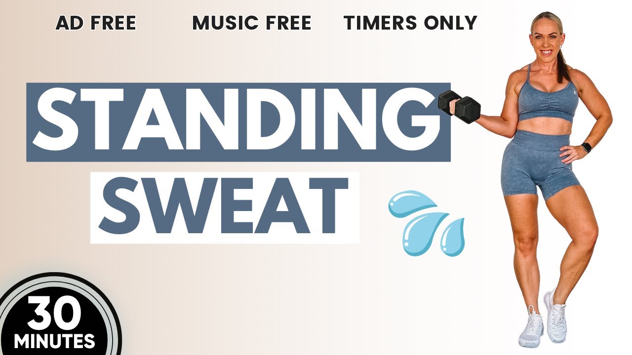30 Min Full Body STANDING Workout | Strength & Cardio Supersets | Music ...