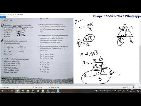 DİM 8 ci sinif.  Səhifə 186.  Pifaqor teoremi.  B variantı