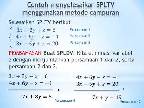 Penyelesaian SPLTV menggunakan Metode Campuran - YouTube