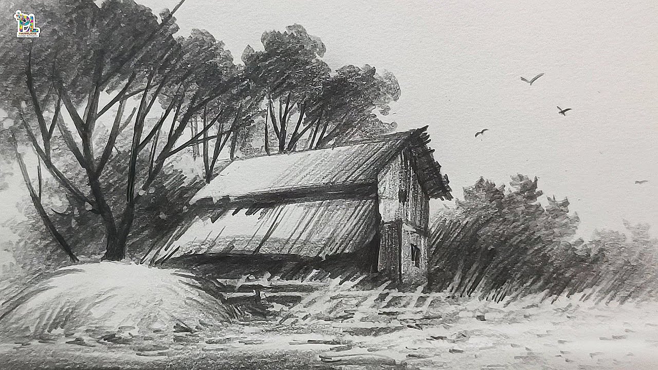 Beautiful Nature Art with Pencil Drawing and Shading - YouTube