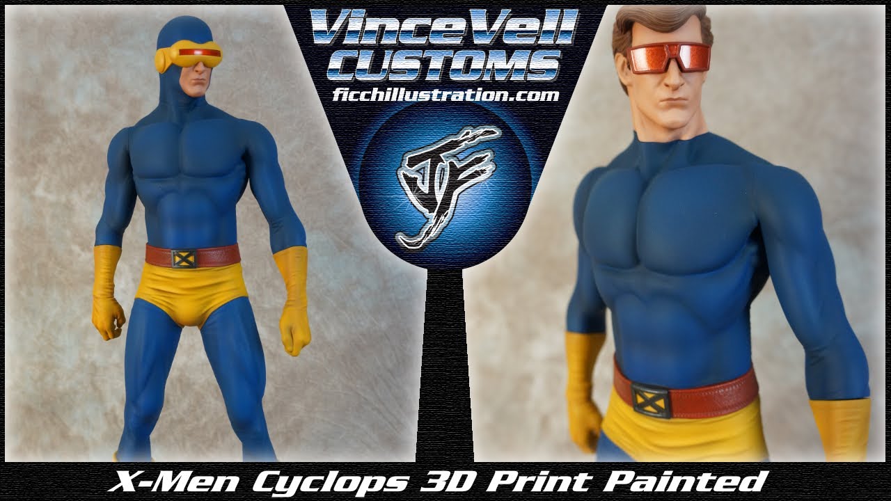 X Men Cyclops 3D printed statue paint up - YouTube