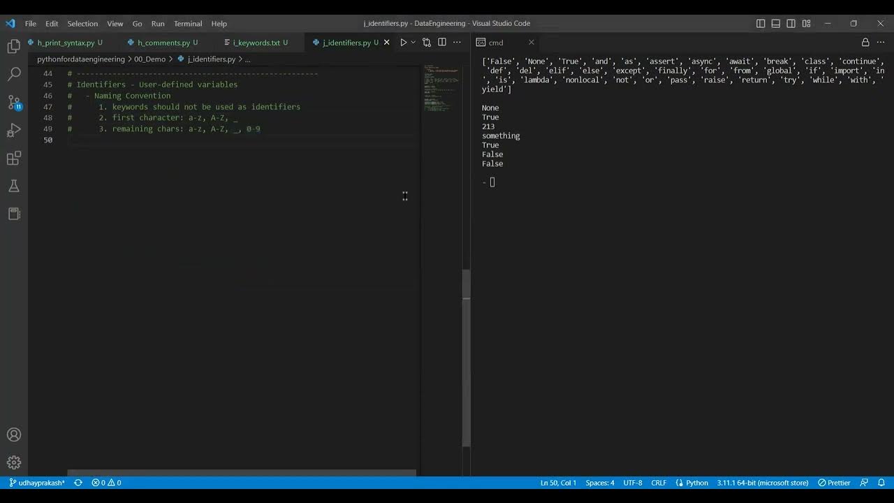 Class02b comments keywords Identifiers semicolon operator - YouTube