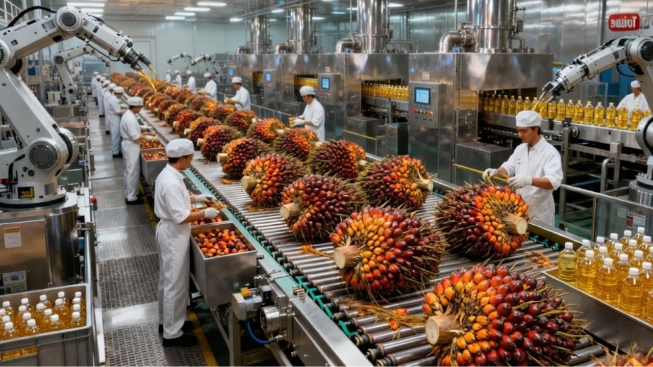 Inside Palm Oil Factory | From Fresh Fruit to Golden Oil - Complete ...