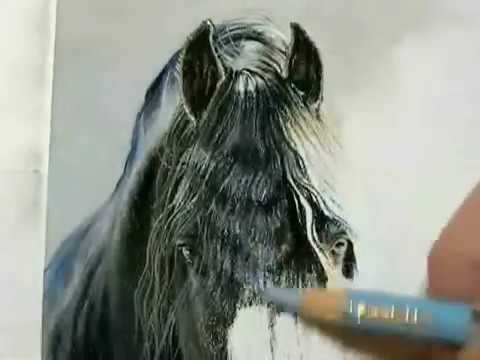 Painting a Day Demonstration- Friesian Stallion by Roberta "Roby" Baer ...