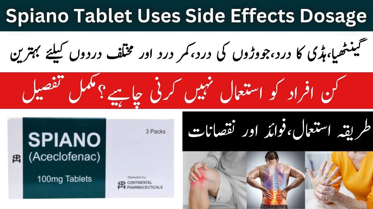 Spiano 100 Mg Tablet | Spiano Tablet Kis Kaam Aati Hai | Aceclofenac ...