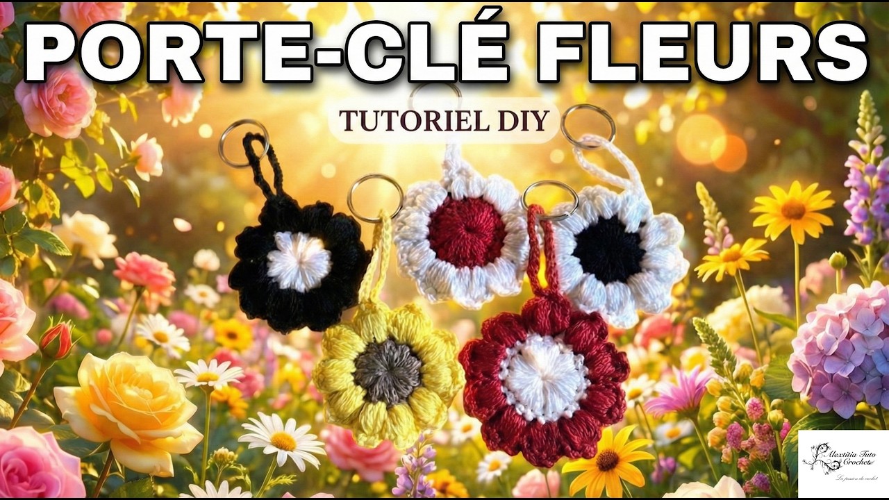 Tuto porte clé fleur au crochet @AlextitiaTutoCrochet - YouTube