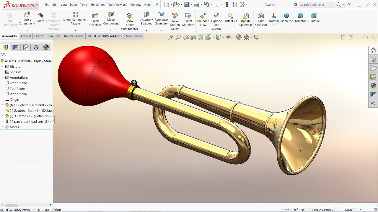 Solidworks tutorial Air horn - YouTube