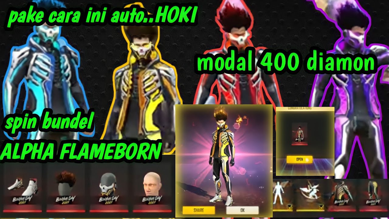 SPIN BUNDEL ALPHA FLAMEBORN..DENGAN MODAL 400 DM HOKI PARAH - YouTube