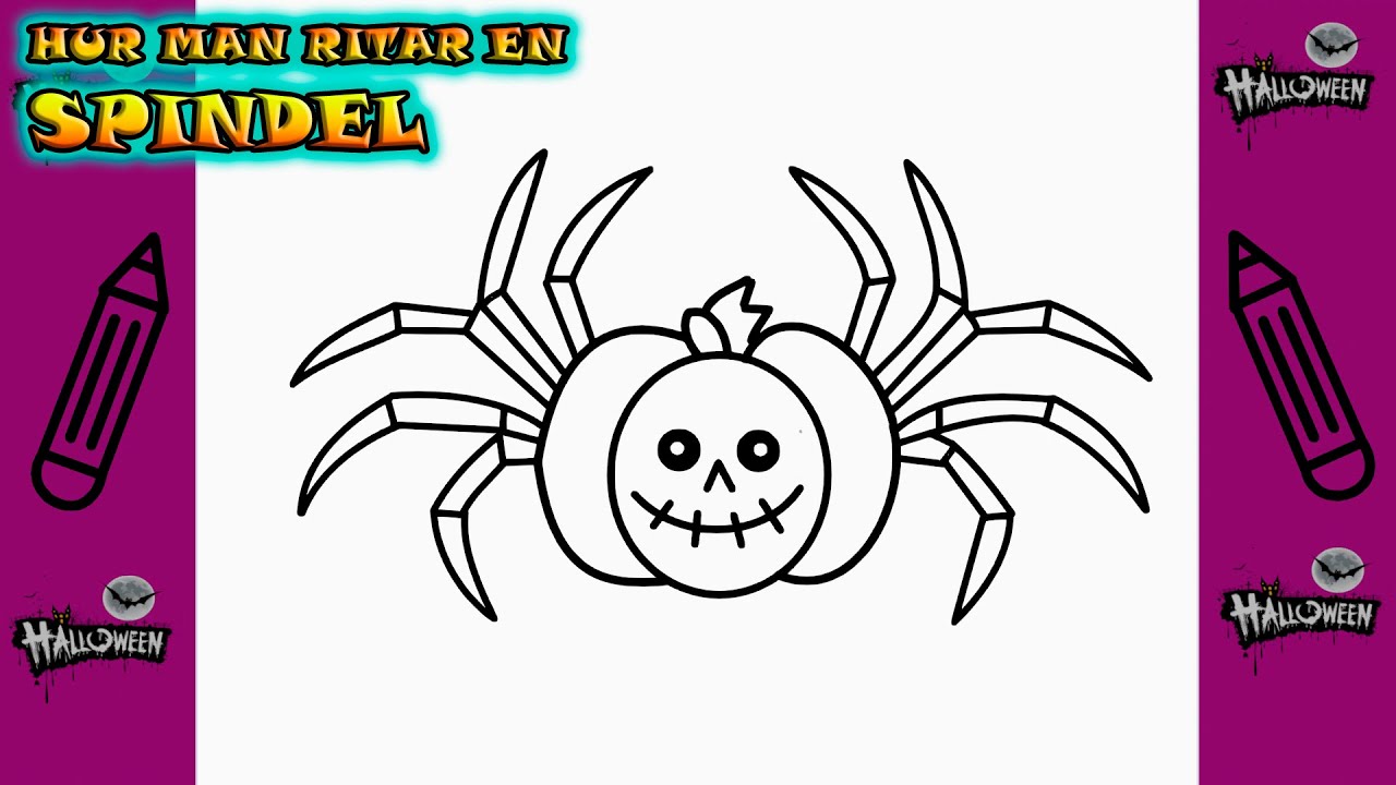 👻 Hur man ritar EN HALLOWEEN SPINDEL | Rita Det Själv | Lär dig att ...