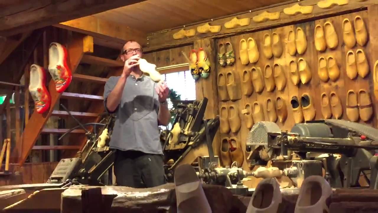 Wooden clog shoe making in Amsterdam - YouTube