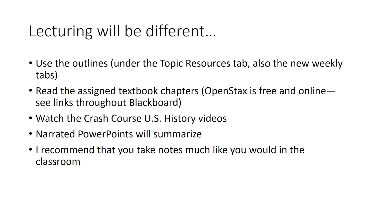 Dr Heth HIST 1301 Transition to Online PP - YouTube