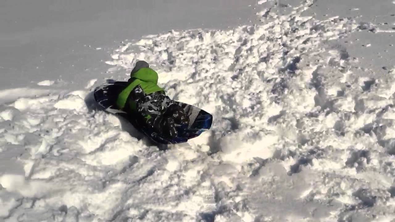 Asher sledding head first - YouTube
