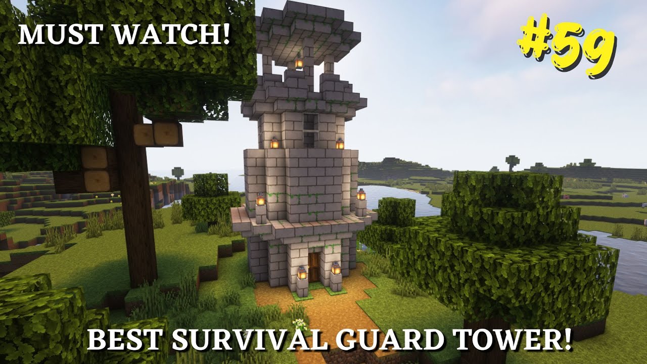 How to build Best Survival Defending Guard Tower Minecraft Tutorial ...