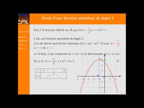 Etude d'une fonction polynôme de degré 2 (forme canonique) - YouTube