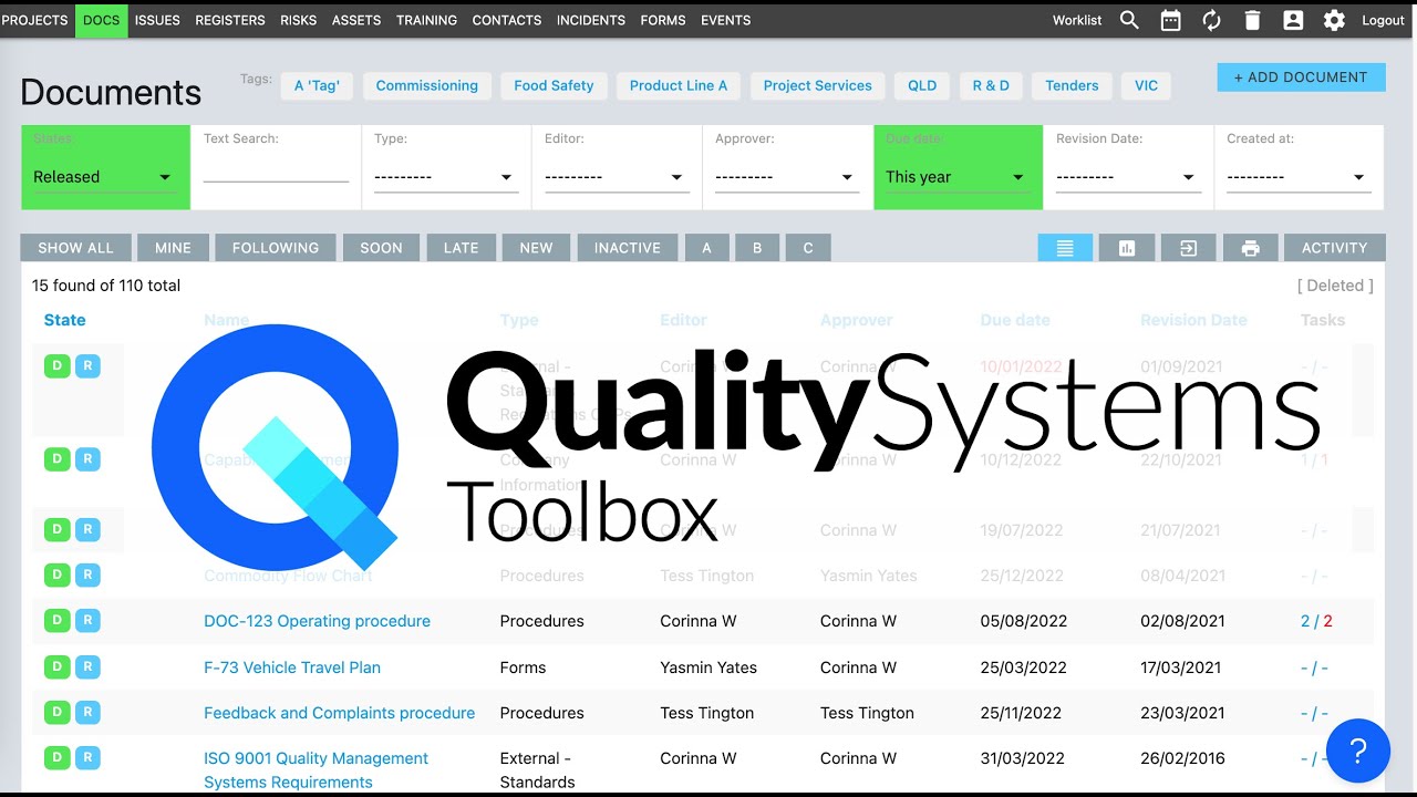 Quality Systems Toolbox Software - A Quick Overview - YouTube