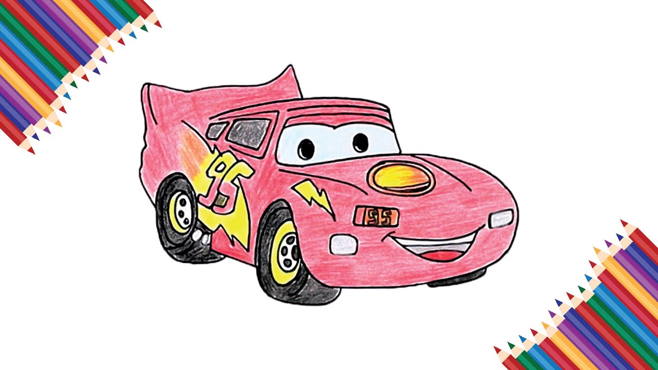 How To Draw Lightning McQueen Car (Disney Pixar CARS) |Easy Drawing ...