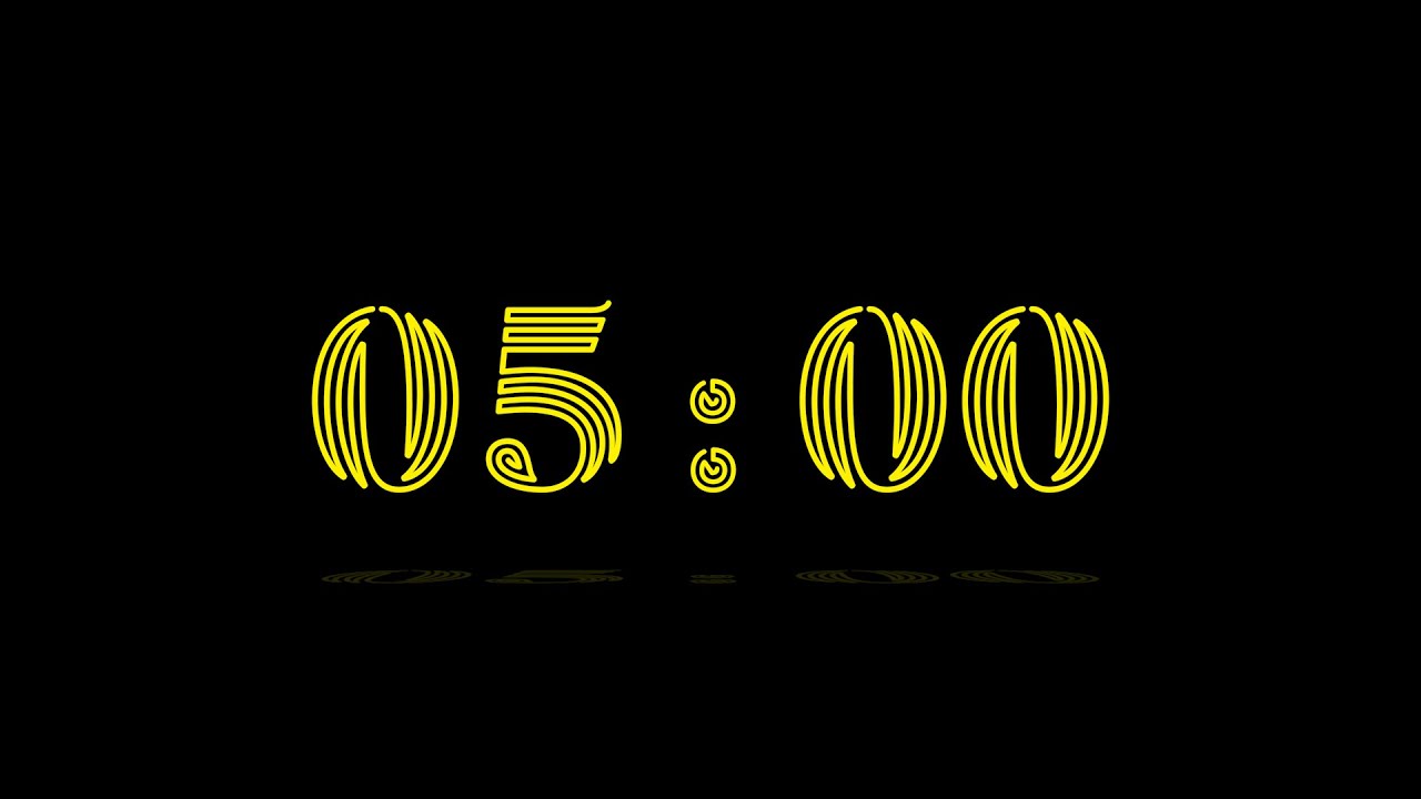 5 Minutes Countdown Timer with Alarm and Time Markers / Chapters - Neon ...