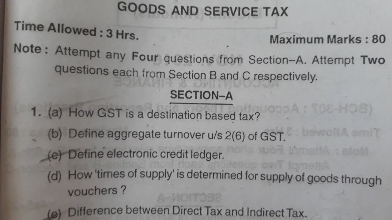 Gst Bcom 3rd semester Previous year question paper # ...