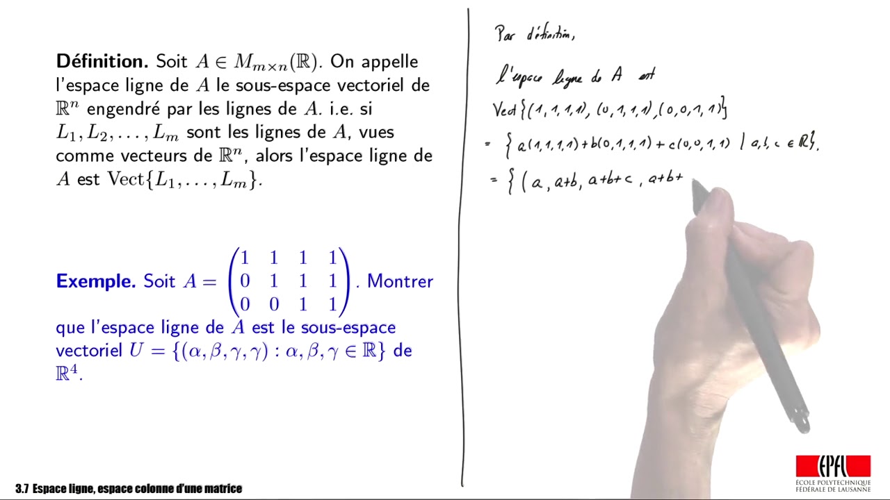 3 7 Espace ligne, espace colonne d'une matrice - YouTube