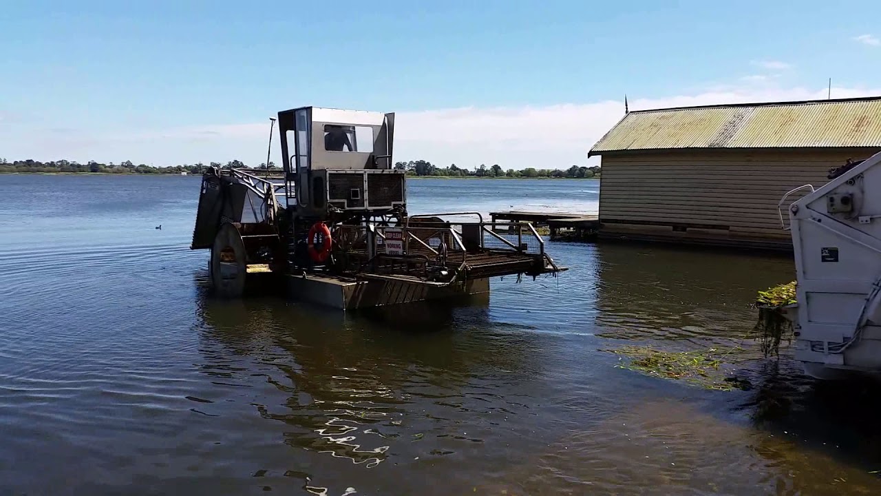 2016 01 25 Lake Wendouree weed removal machine - YouTube