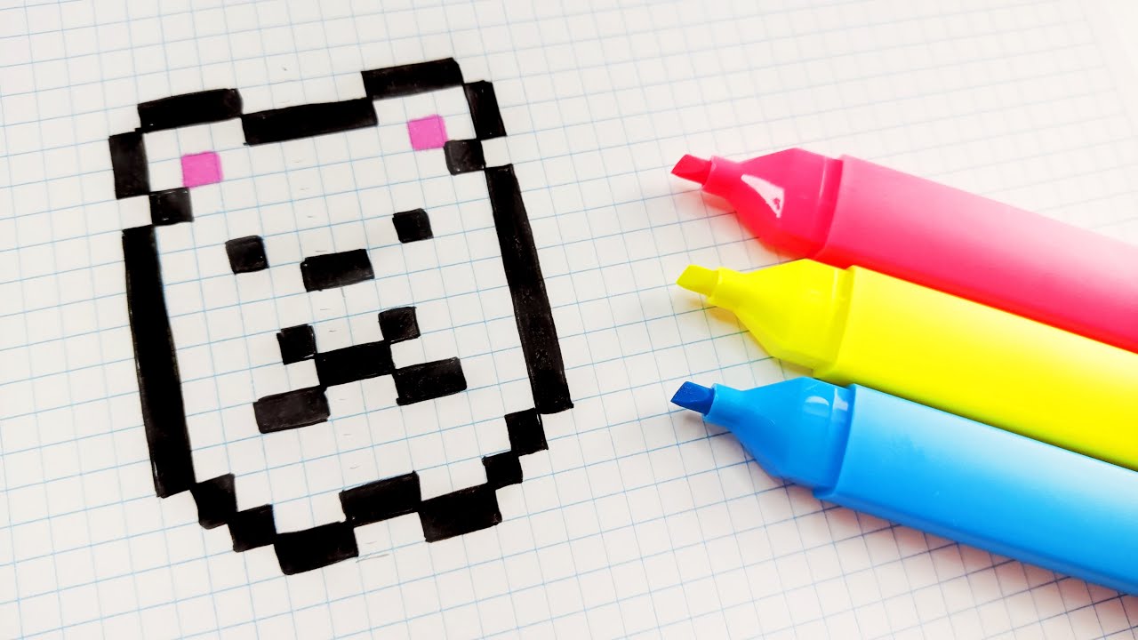 Handmade Pixel Art - How to draw a kawaii polar bear #pixelart - YouTube