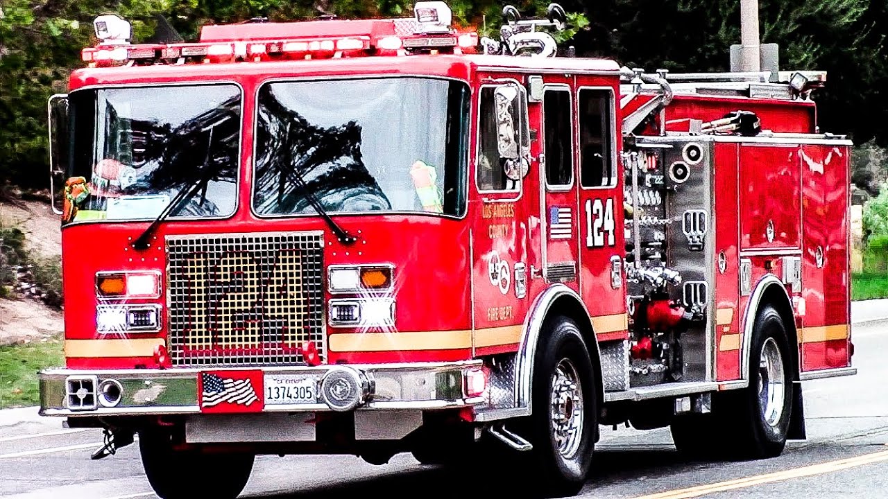 LACoFD squad and engine 124 responding - YouTube