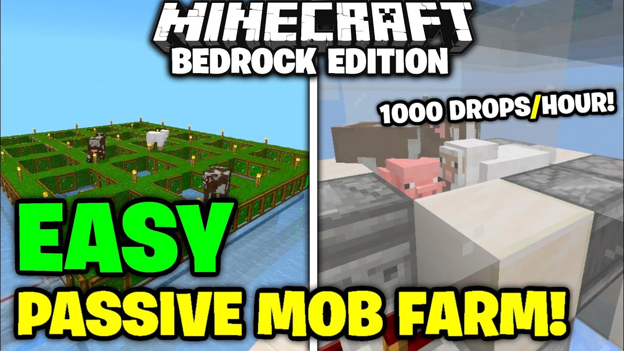 1 18 Easy Passive Mob Farm In Minecraft Bedrock Tutorial Mcpe Xbox