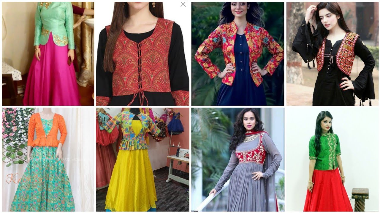 Long frock with jacket design/Gown with jacket/Short jacket design ...