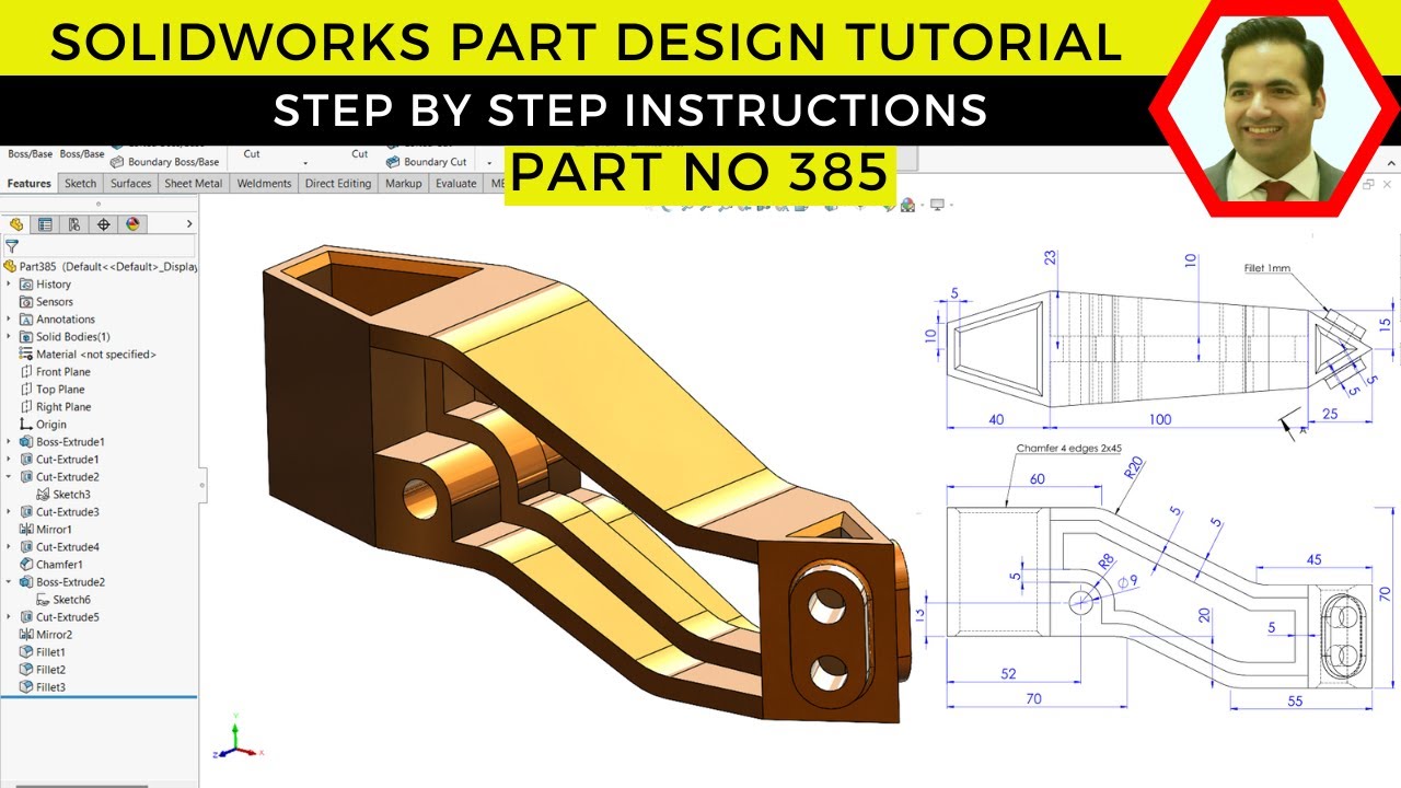 SolidWorks Tutorial: Designing a Part with Inclined Faces Using Offset ...