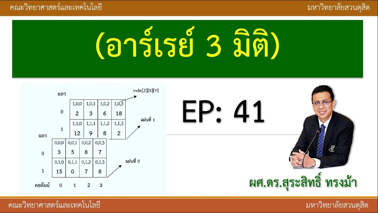 Ep41 การใช้งานตัวแปรอาร์เรย์ 3 มิติ ในการเขียนโปรแกรม Array Youtube