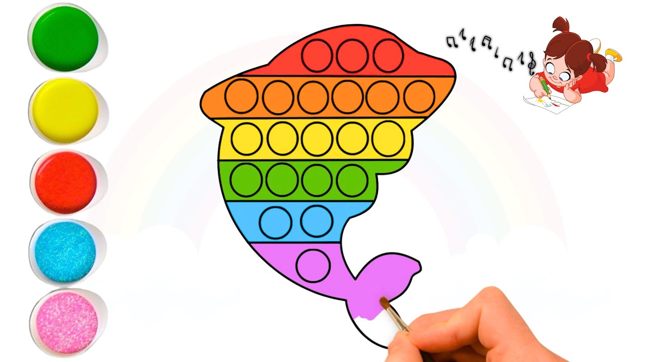 Drawing and Coloring Dolphin Pop It ️ Easy Drawings for Kids - YouTube